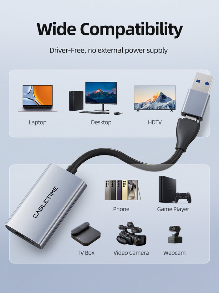 HDMI to USB/USB C Video Capture Card 1080P for Nintendo Switch Gaming