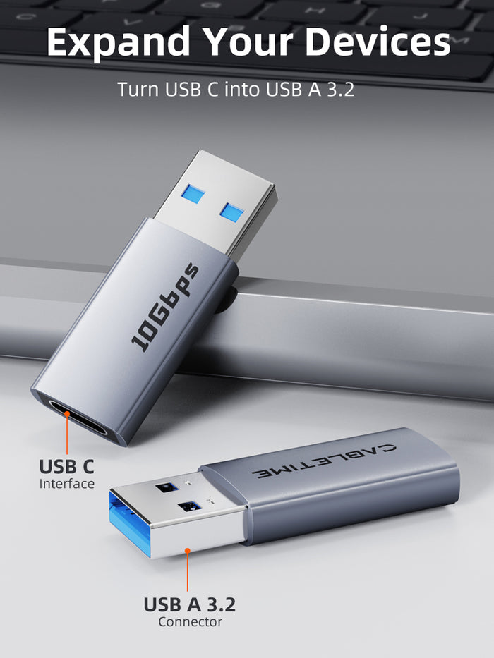 10Gbps USB 3.2 Gen 2 Type A to Type C Adapter - CABLETIME