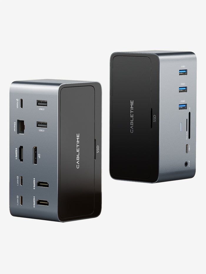 16-IN-2 Dual USB-C Multiport Docking Station for Laptop MacBook Dell XPS