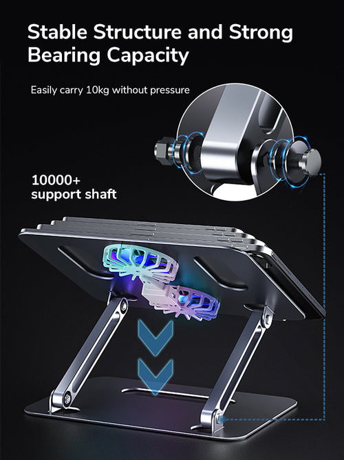 Folding Adjustable Laptop Stand Holder with Cooling Fan - CABLETIME