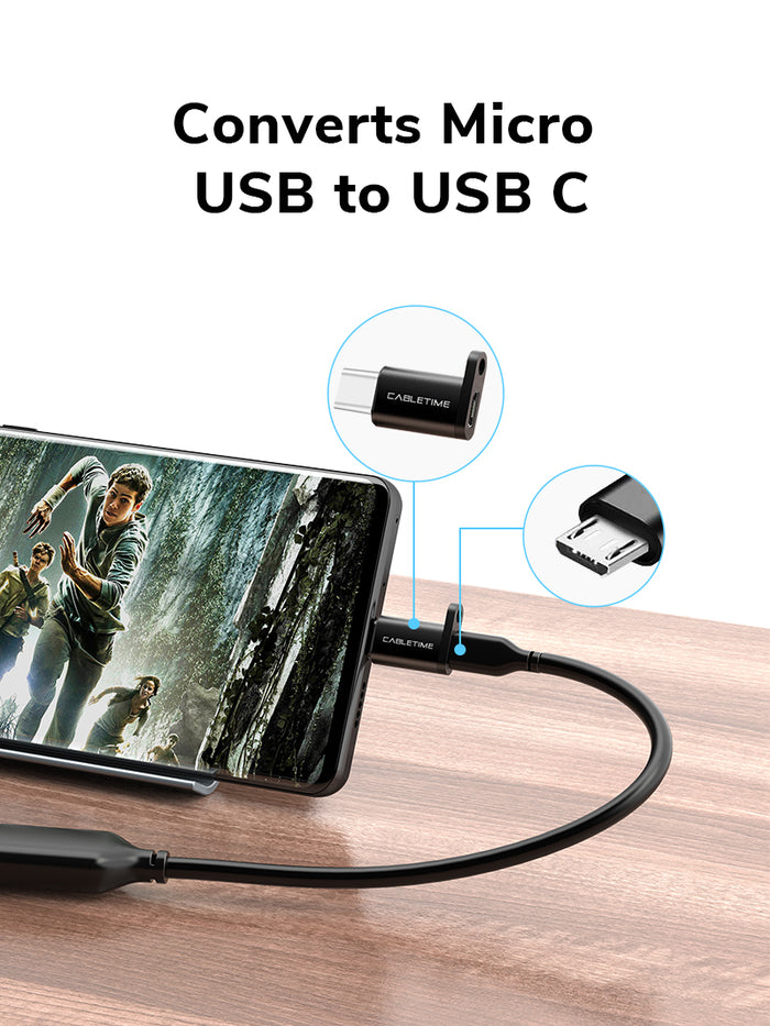 USB-C to Micro USB 2.0 Adapter OTG 480Mbps Fast Charge - CABLETIME